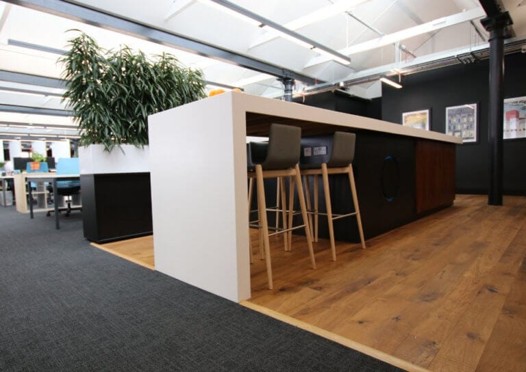Bespoke reception desk with integrated Corian counter top by Allstar ...